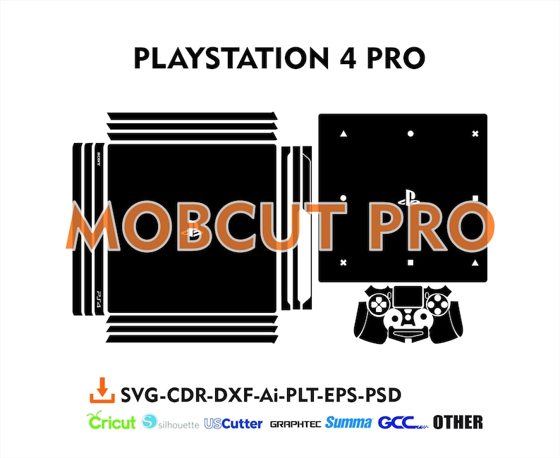 Playstation 4 Pro Ready Skin Template Vector Cut File for Cricut ...