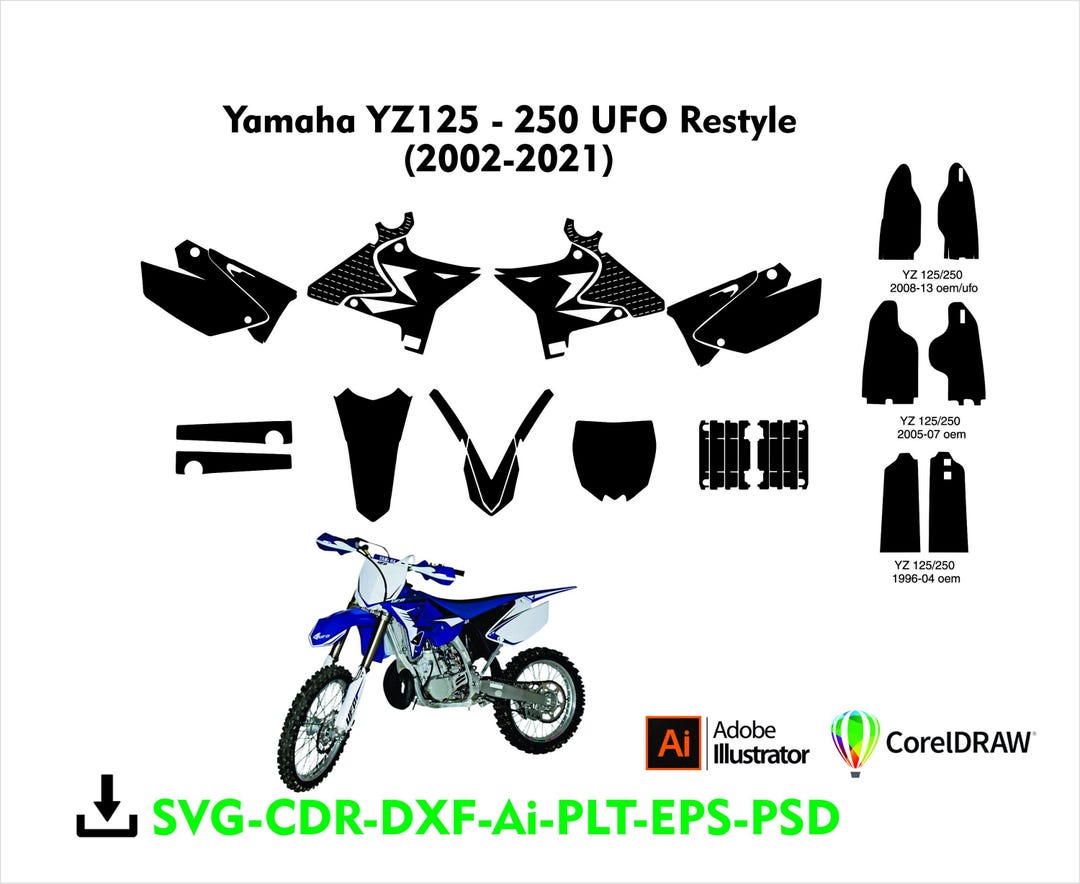 Yamaha YZ125 - 250 UFO Restyle 2002-2021 Graphics Vector Template - Etsy