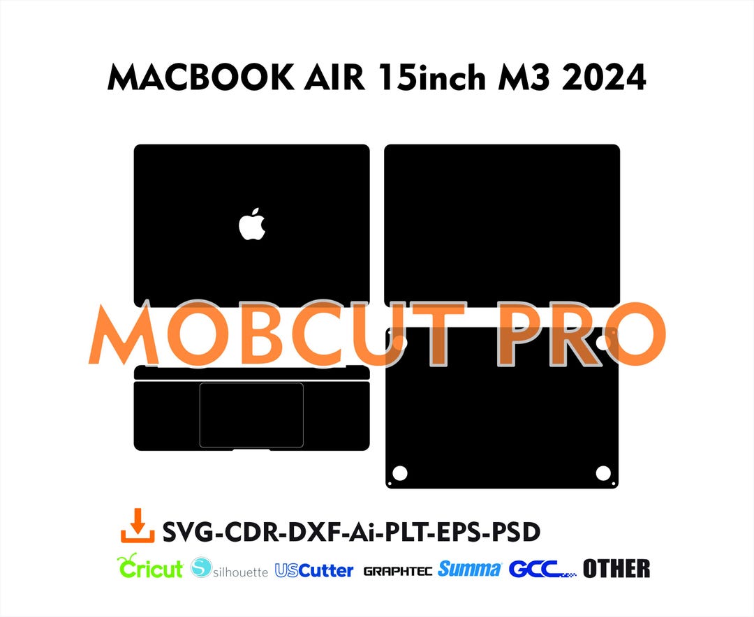 MacBook Air 15 Inch M3 2024 Ready Skin Template Vector Cut File for ...