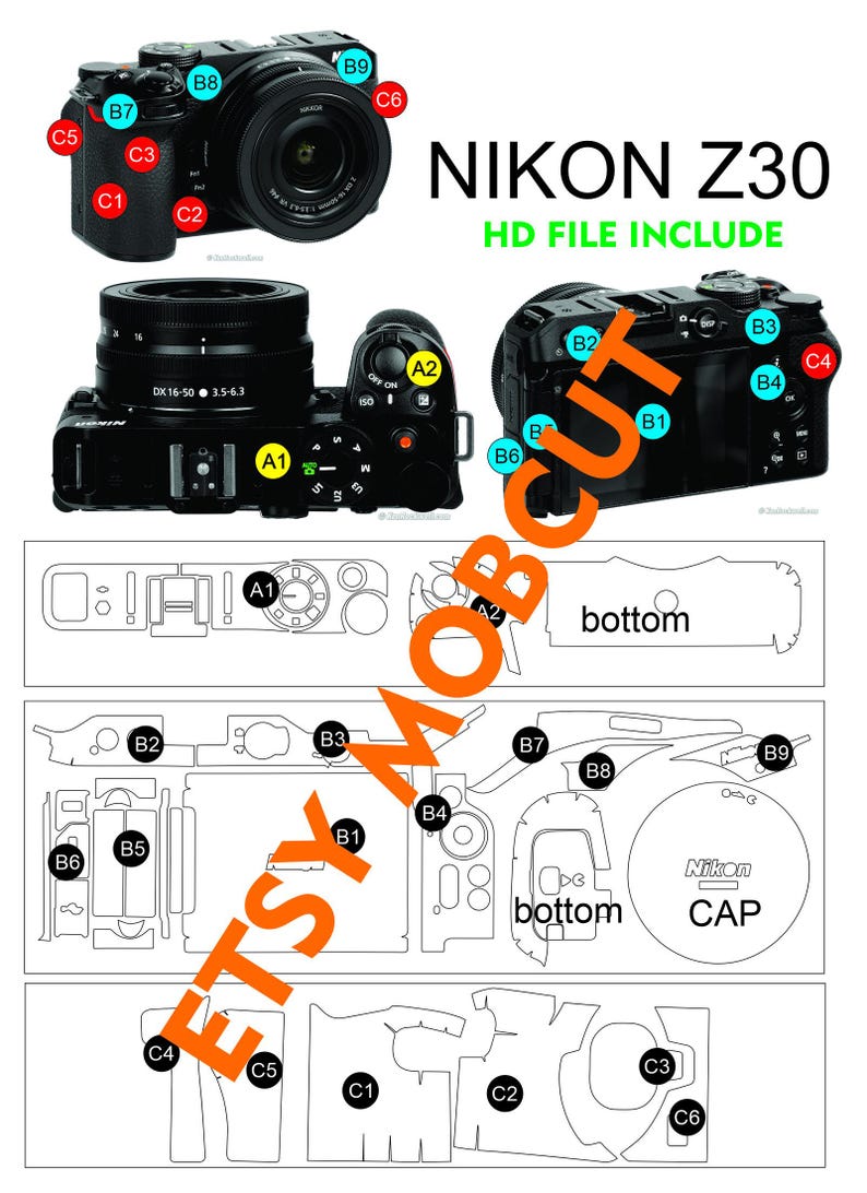 Nikon Z30 Skin Cut File Skin Vector Template - Etsy