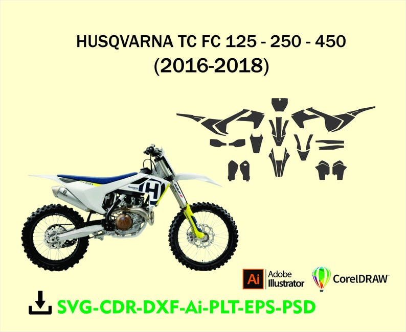 HUSQVARNA TC FC 125-250-450 (2016 - 2018) Graphics Template - Etsy
