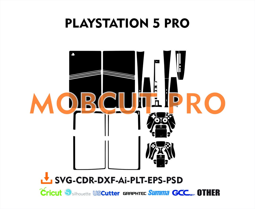 Playstation 5 Pro Ready Skin Template Vector Cut File for Cricut ...