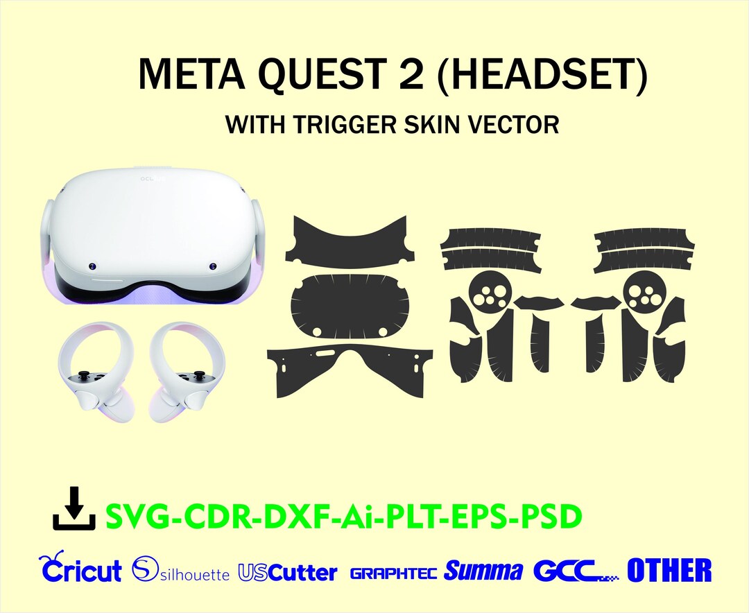 Meta Quest 2 Ready Skin Template Vector Cut File for Cricut, Silhouette ...