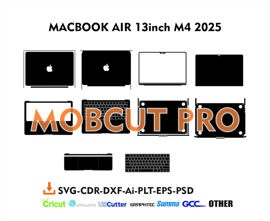 MacBook Air 13 Inch M4 2025 Ready Skin Template Vector Cut File for ...