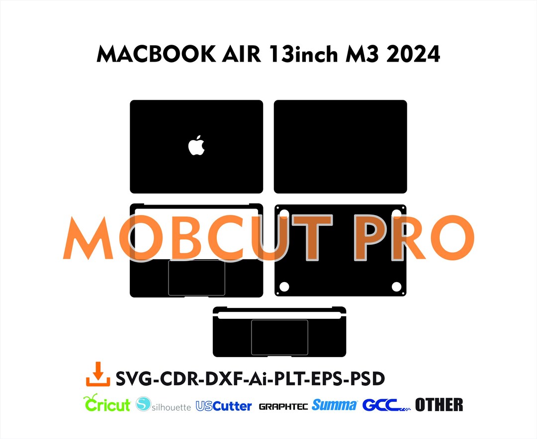 MacBook Air 13 Inch M3 2024 Ready Skin Template Vector Cut File for ...