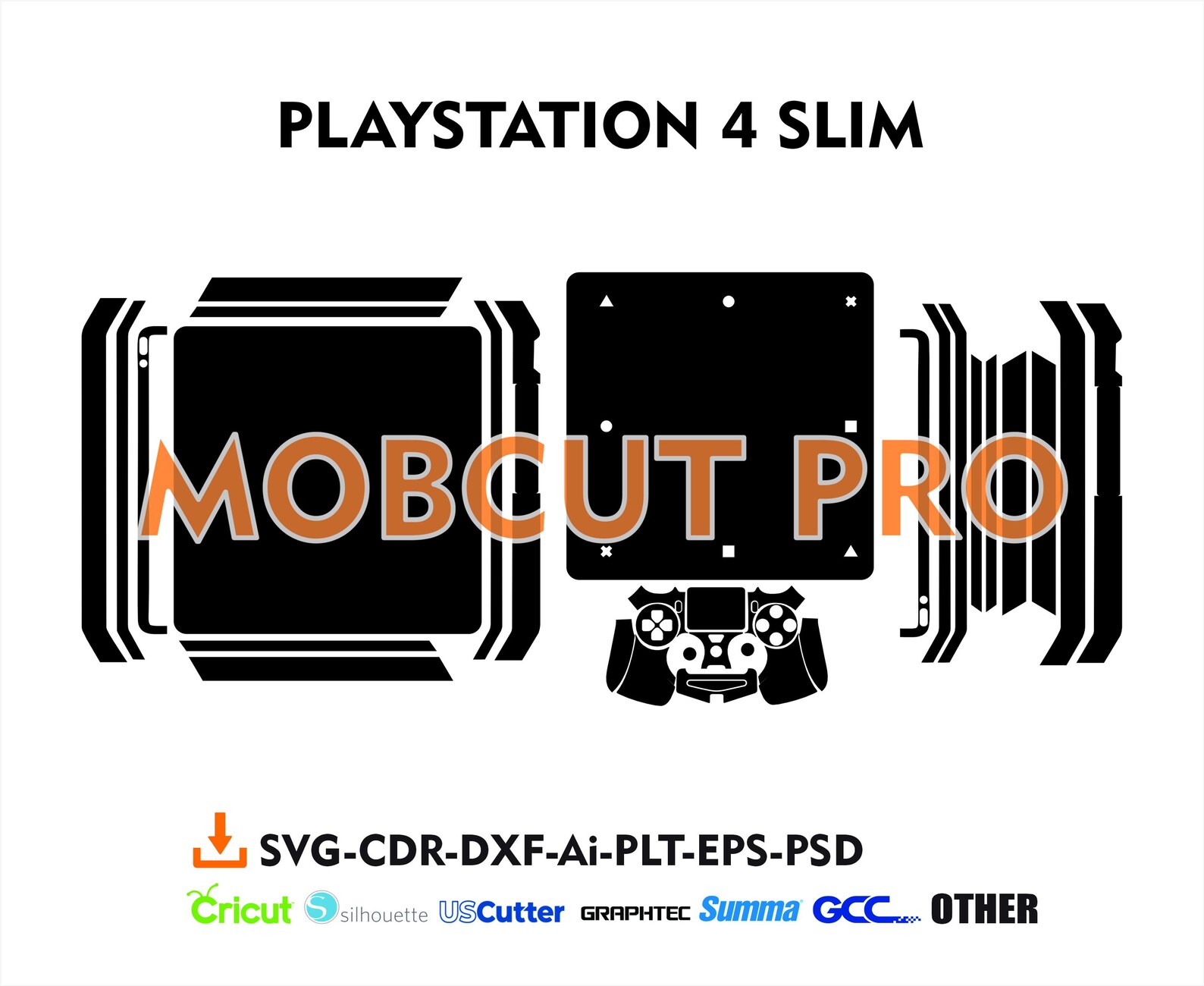 Playstation 4 Slim Skin Template, Vinyl Wrap Cut File (digital Download ...