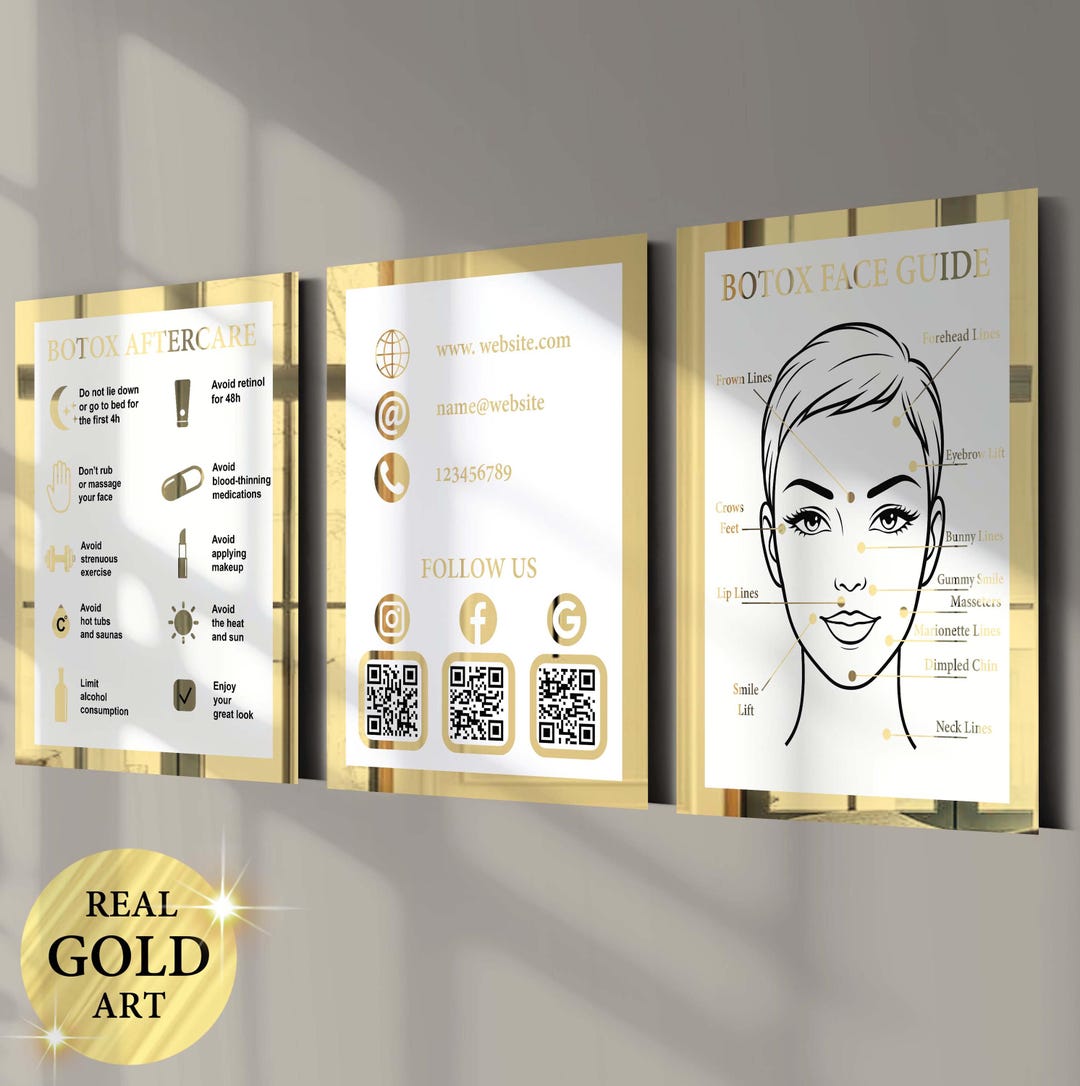 3 Botox Posters Botox Injections Points Chart Beauty Treatment Dermal ...