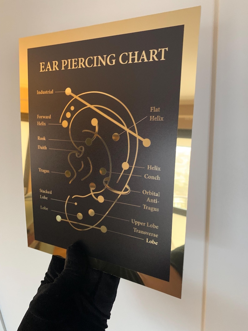2 Ear Piercing Art Piercing Chart Piercing Aftercare Piercer Gift ...
