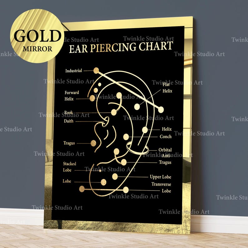 2 Ear Piercing Art Piercing Chart Piercing Aftercare Piercer Gift ...