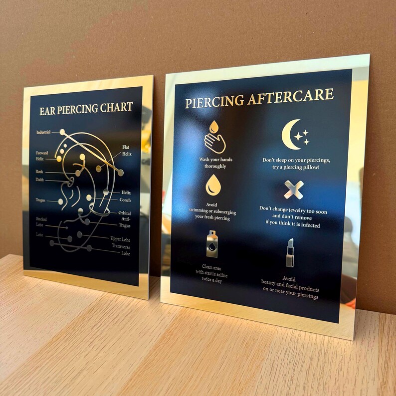 2 Ear Piercing Art Piercing Chart Piercing Aftercare Piercer Gift ...