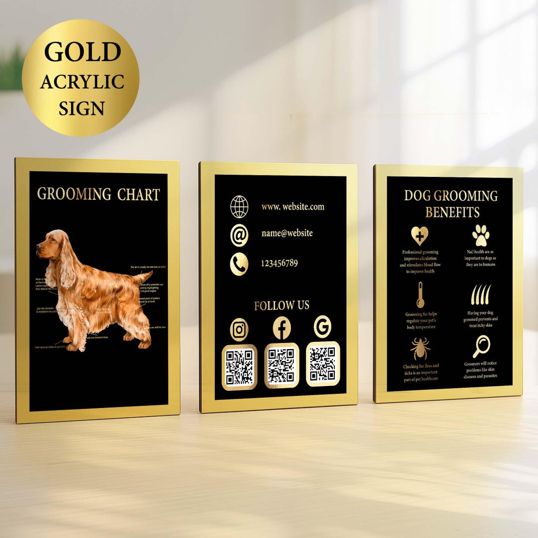 Set 3 Grooming Posters Dog Grooming Chart Pet Healthy Art Pet Beauty ...
