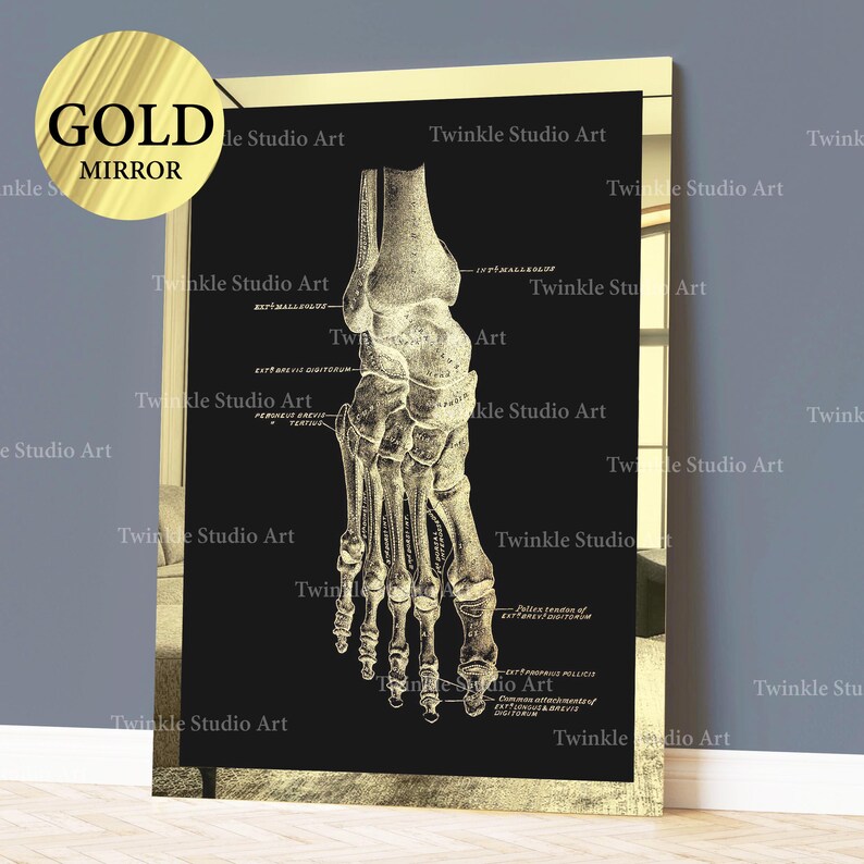 Gold Foot Anatomy Poster Skeletal System Art Medical Art Orthopedic Art ...