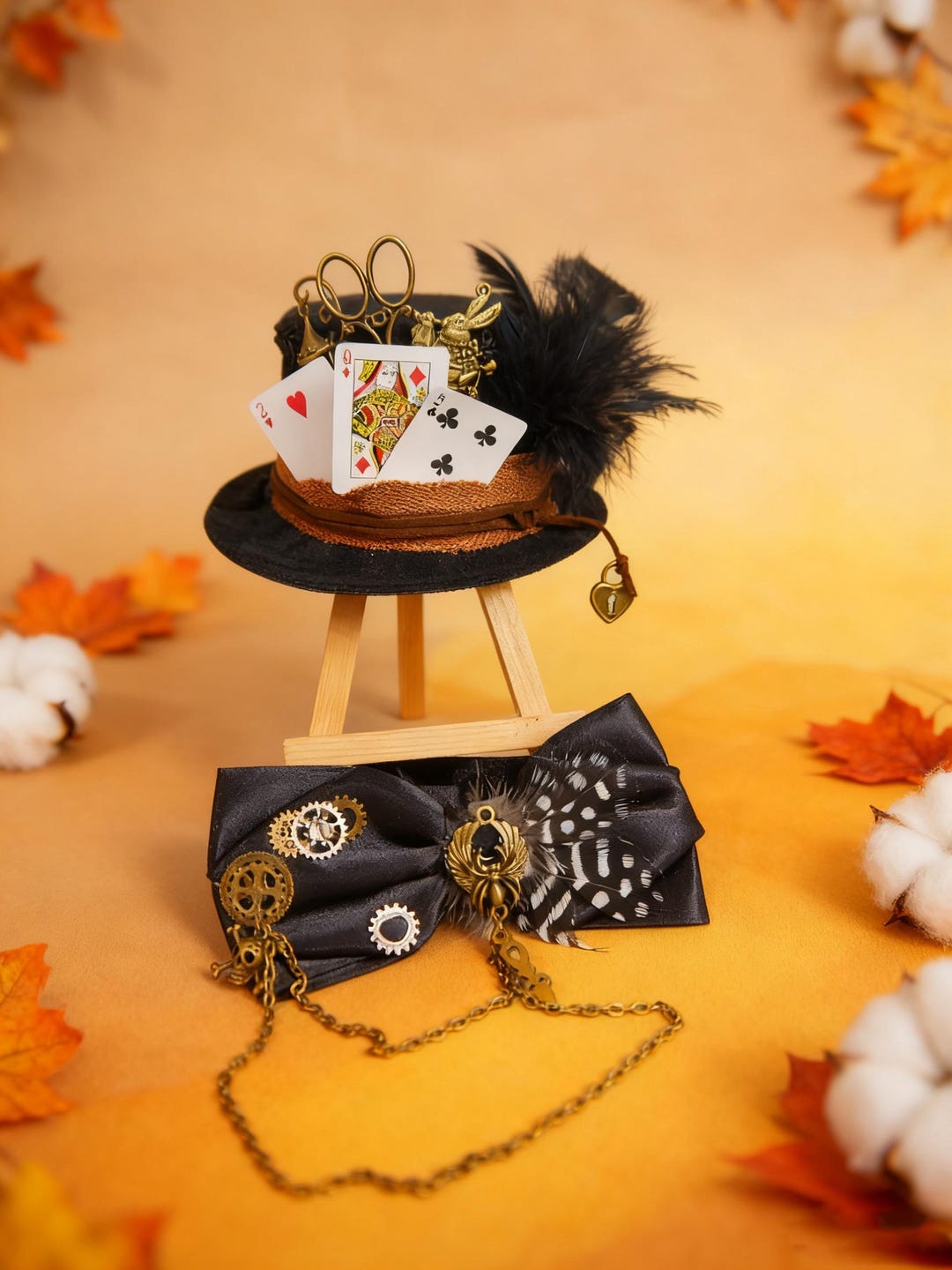 Steampunk Alice in Wonderland Pet Costume: Handmade Top Hat & Bow Tie ...
