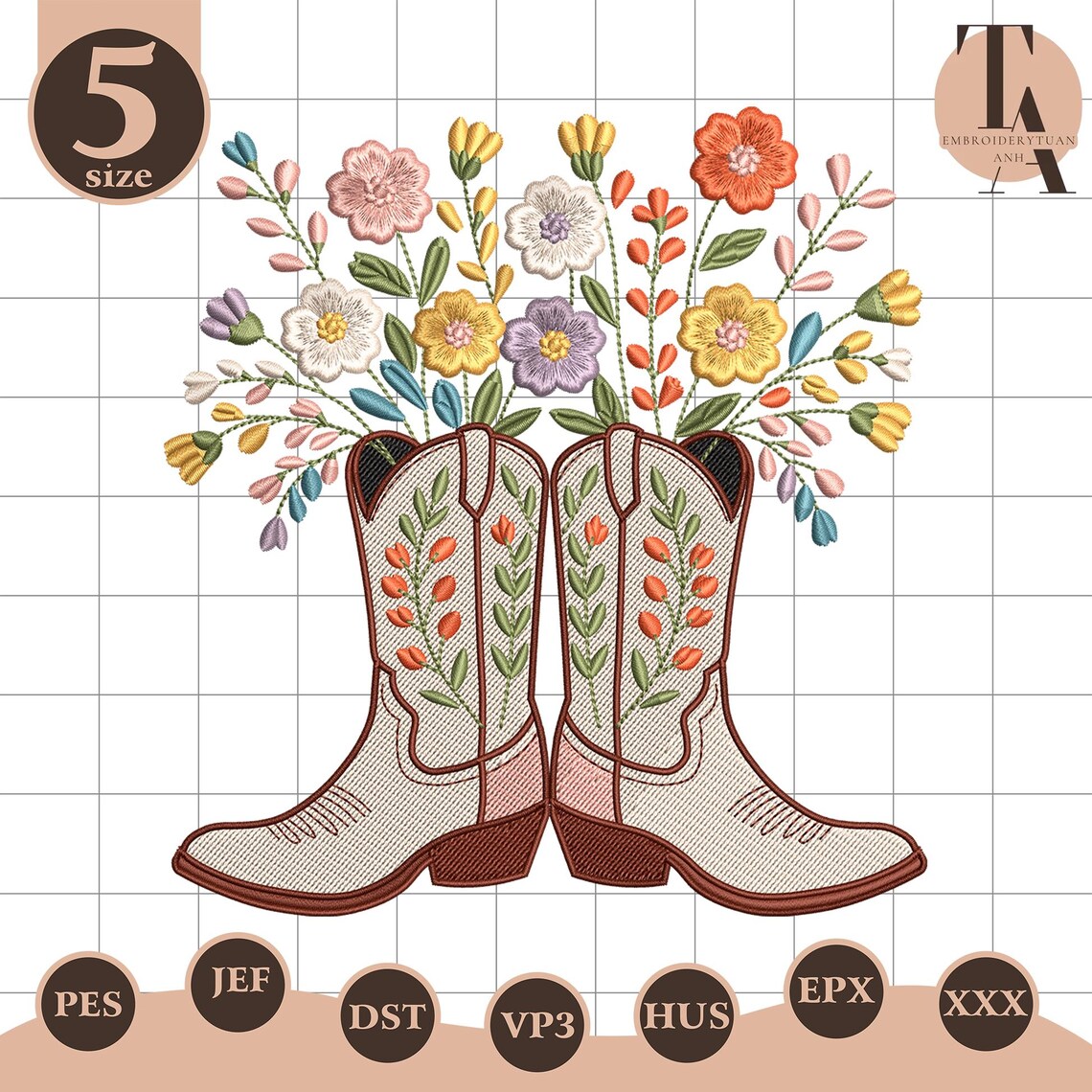 Floral Cowboy Boots Embroidery Designs, Cowboy Western Machine ...