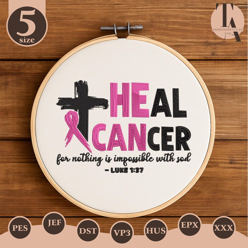 Heal Cancer Embroidery Designs, Fight Cancer Machine Embroidery, Breast ...