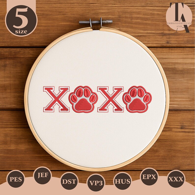 XOXO Paw Embroidery Bundle, Xoxo With Dog Paw Embroidery Design File ...