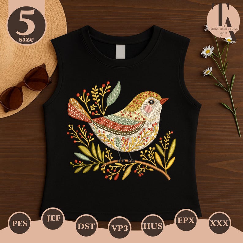 Nightingale Bird Embroidery Designs, Fall Vibes Machine Embroidery ...