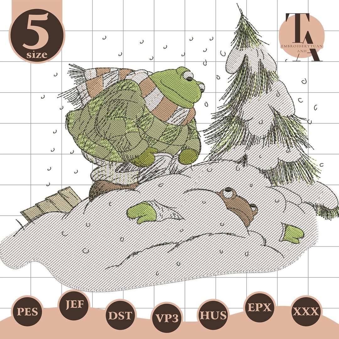 Frog and Toad Christmas Embroidery File, Book Christmas Frog Embroidery ...