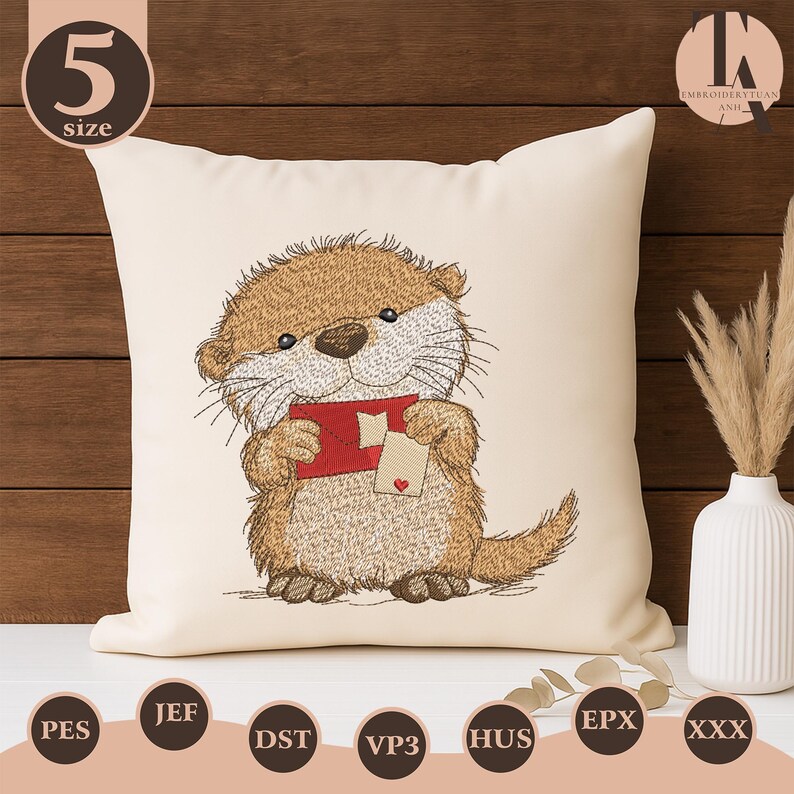 Otter Valentine's Day Embroidery Bundle, Cute Otter Embroidery Design ...