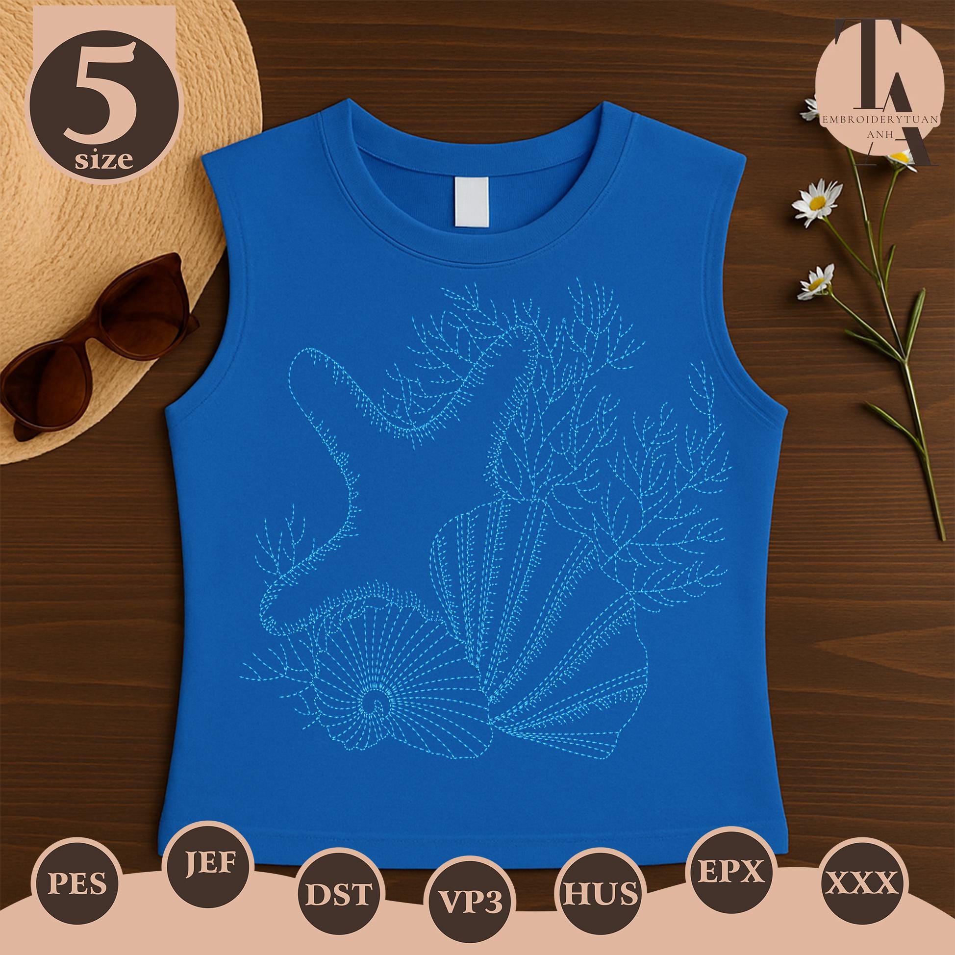 Under the Sea Embroidery Designs, Sea Shells Machine Embroidery, Coral ...