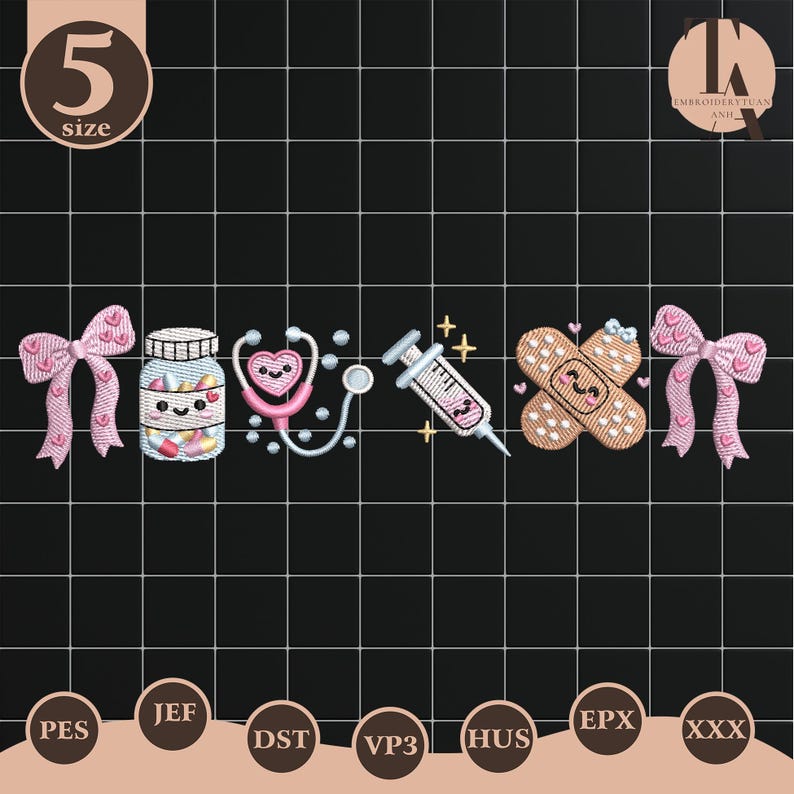 Nurse Valentine Embroidery File, Heart-theme Embroidery Pattern, Nurse ...