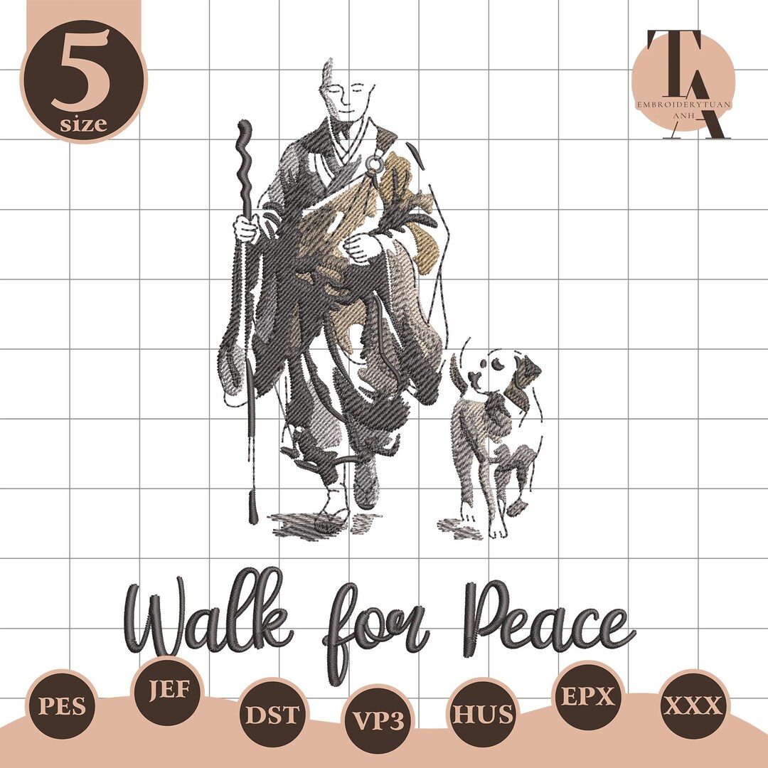 Walk for Peace Shepherd and Lamb Embroidery File, Minimal Christian ...