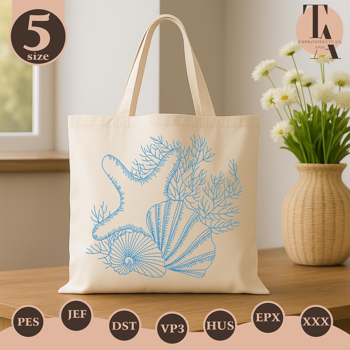 Under the Sea Embroidery Designs, Sea Shells Machine Embroidery, Coral ...
