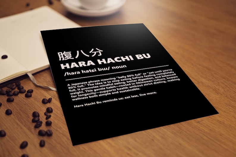 Hara Hachi Bu Japanese Philosophy Definition Printable Wall Art ...