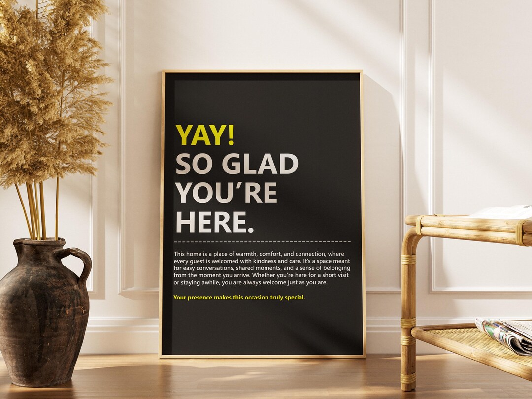 So Glad You’re Here Print Wall Art, Minimalist Entryway, Guestroom ...