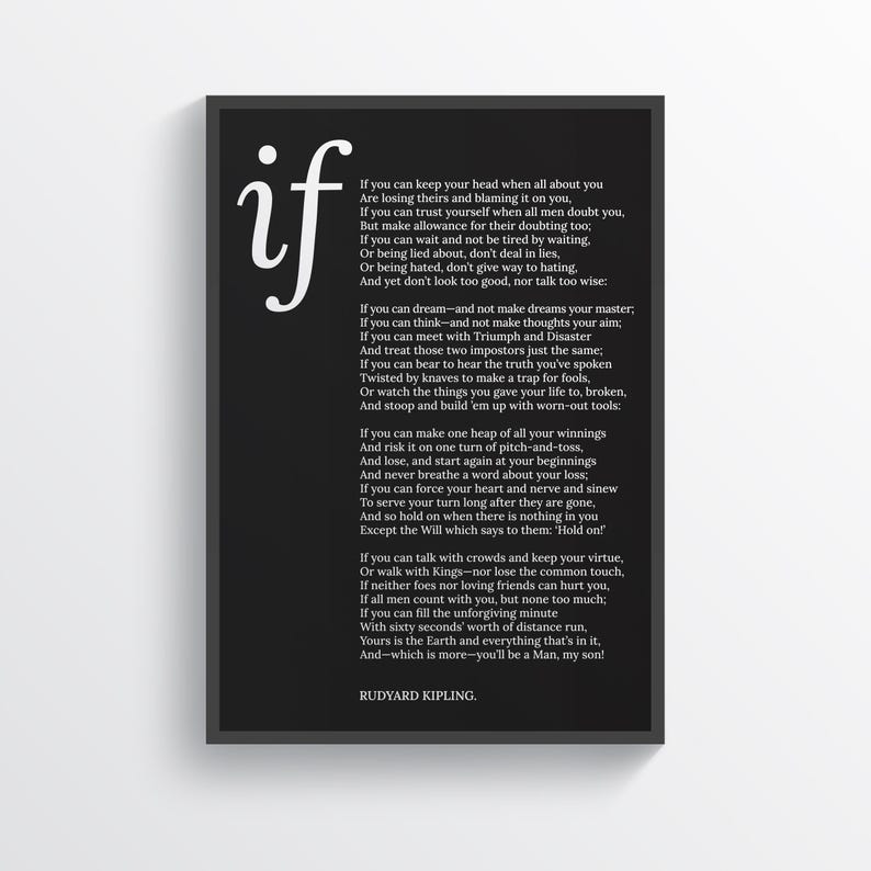 Rudyard Kipling If Poem Printable Wall Art, Rudyard Kipling Poetry ...