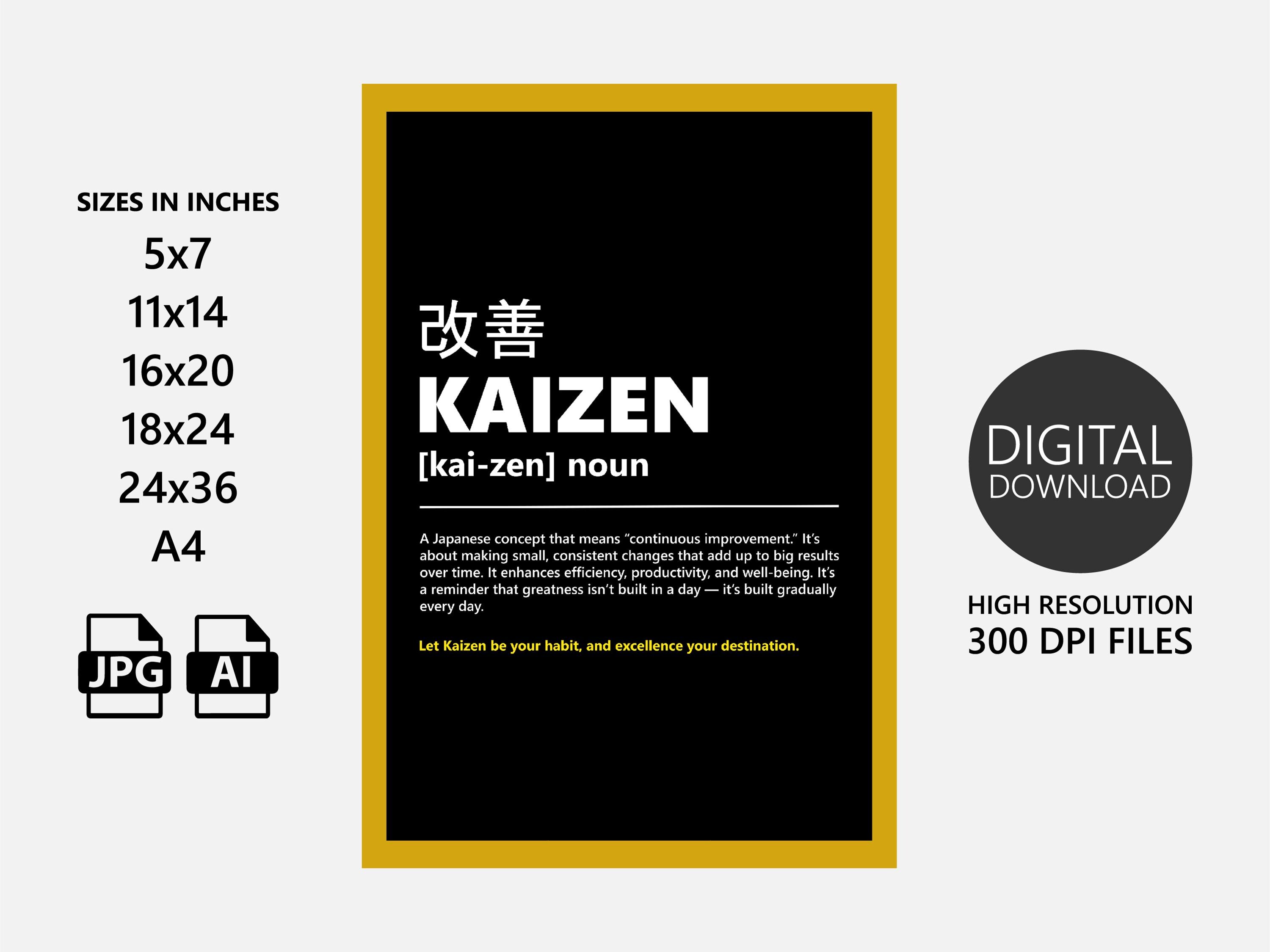 Kaizen Definition Wall Art Printable, Japanese Poster Self Improvement ...