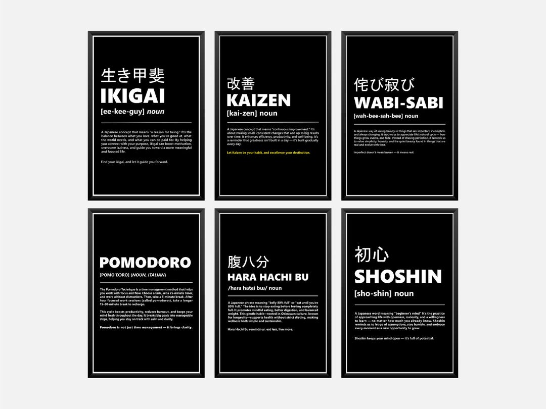 Ikigai, Kaizen, Pomodoro, Hara Hachi Bu, Shoshin, Wabi-sabi Japanese ...
