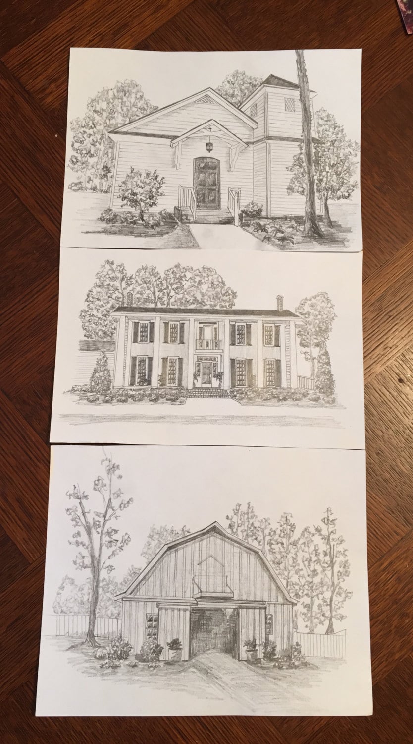 Hand Drawn Rendering of Your House | Etsy