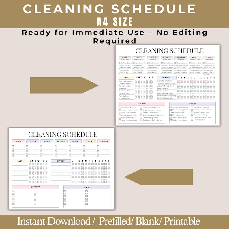 Editable Cleaning Schedule, Cleaning Checklist, Cleaning Planner ...