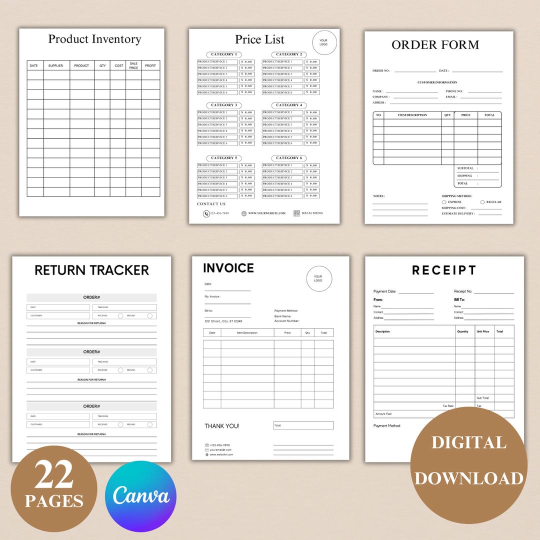 Editable Order Forms Bundle, Printable Small Business Forms, Invoice ...