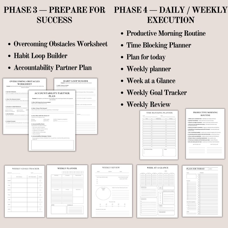 Printable Goal Planner Bundle, Daily, Weekly, Monthly, Quarterly ...