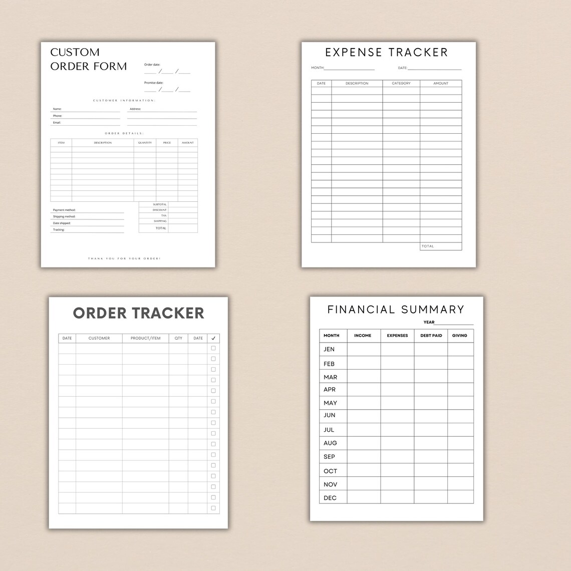 Editable Order Forms Bundle, Printable Small Business Forms, Invoice ...