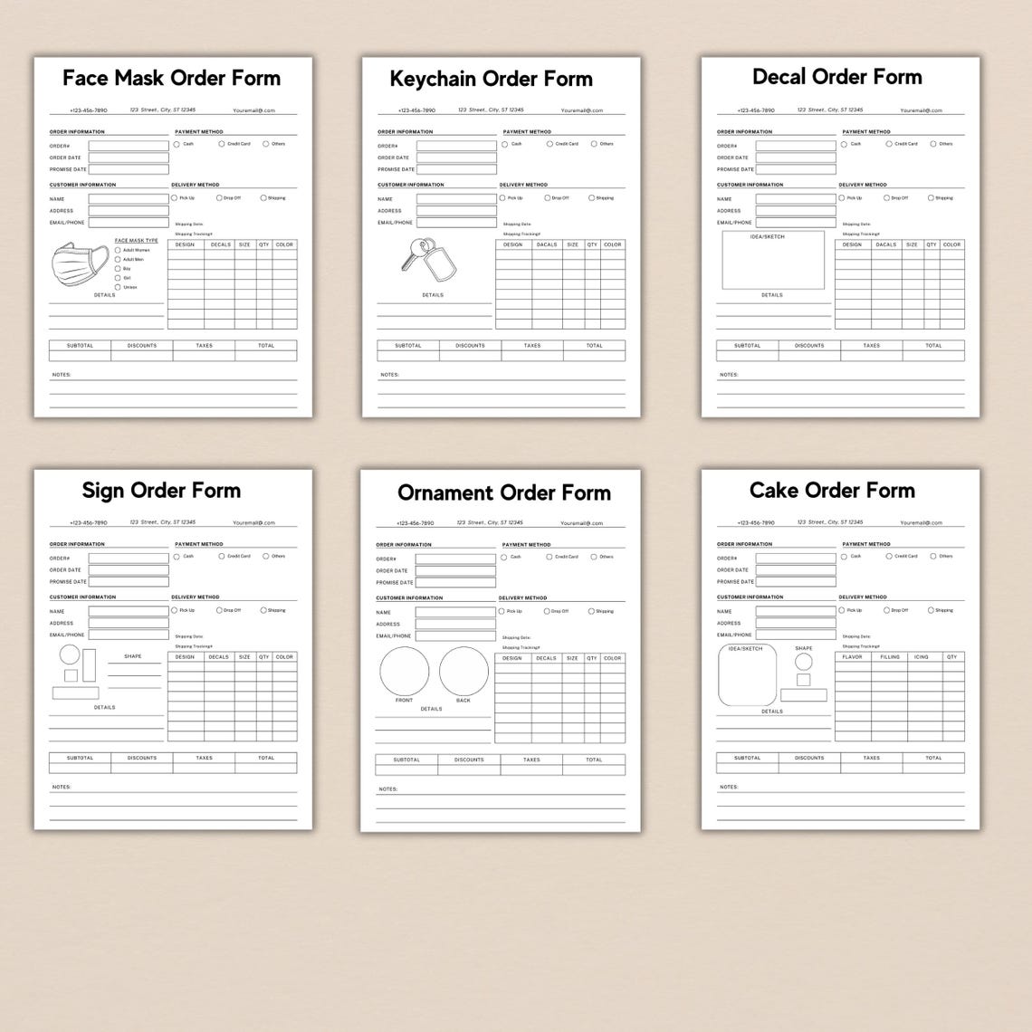 Editable Order Forms Bundle, Printable Small Business Forms, Invoice ...