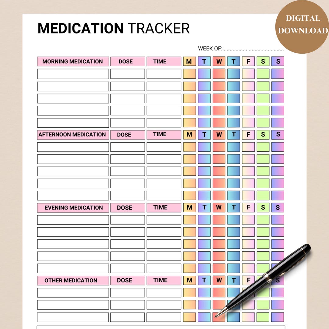Medication Tracker, Medication Log, Printable Medicine Log, Medication ...