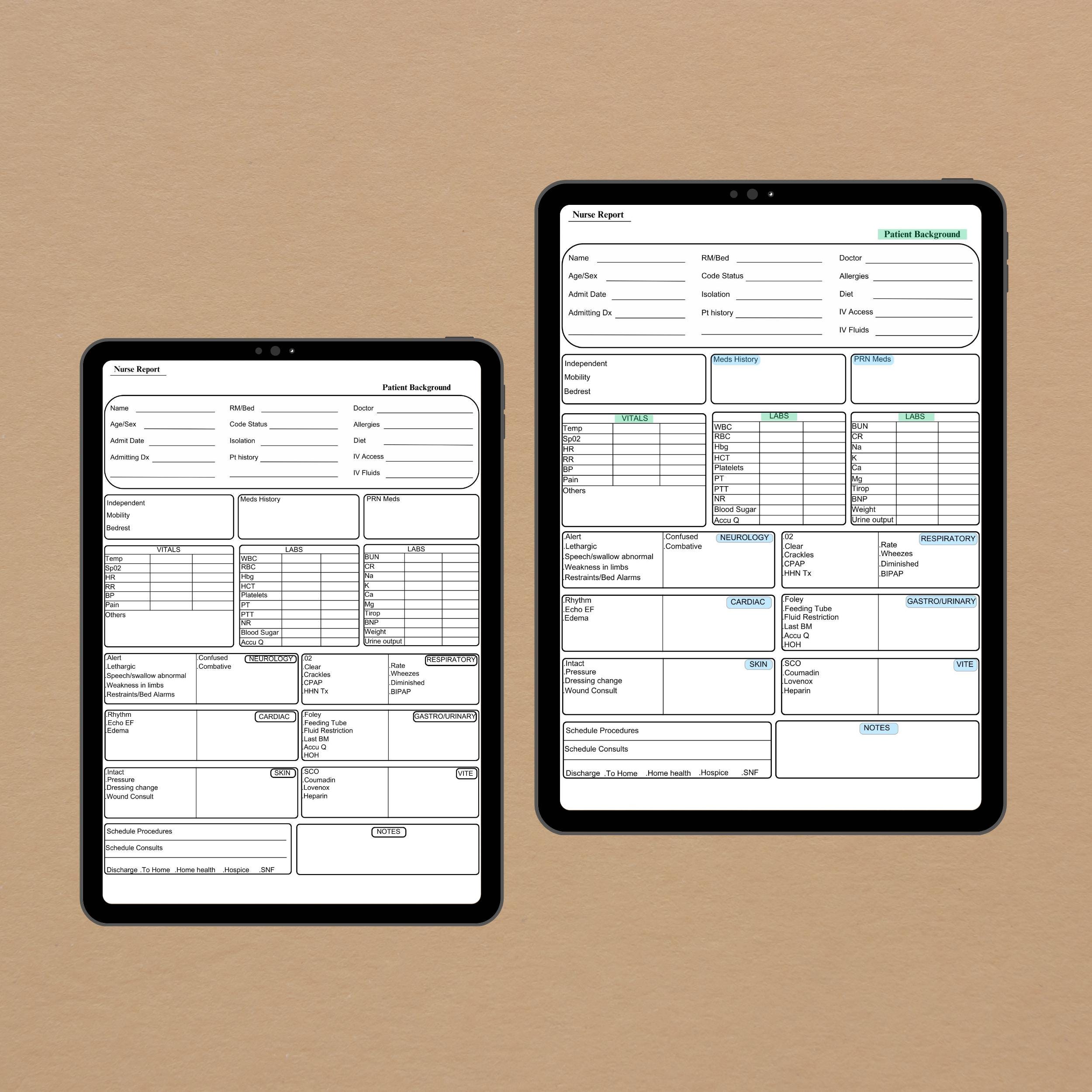 Nurse Report Sheet | Nurse Brain Sheet, Nurse Report Template, Nurses ...