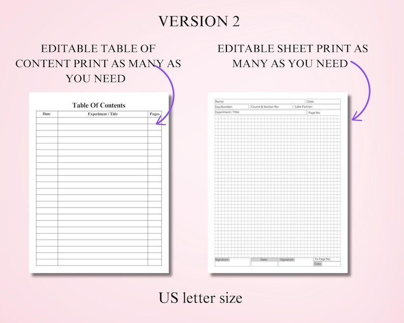 Printable Lab Notebook 120 Pages , Lab Book, Laboratory Notebook, Table ...