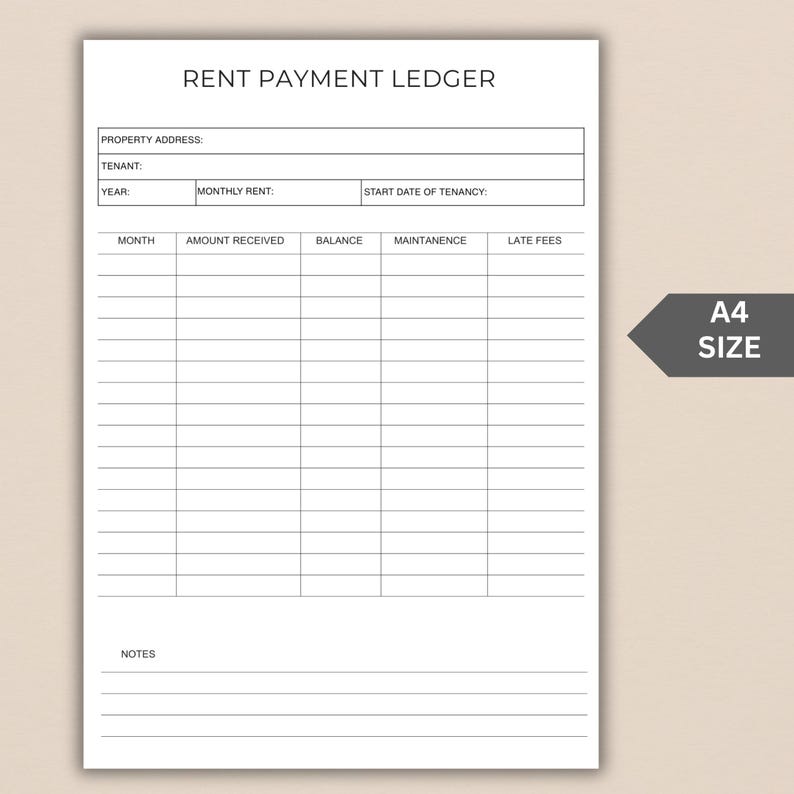 Editable Rent Payment Ledger, Printable Rental Payment Tracker, Monthly Rent Payment Tracker ...