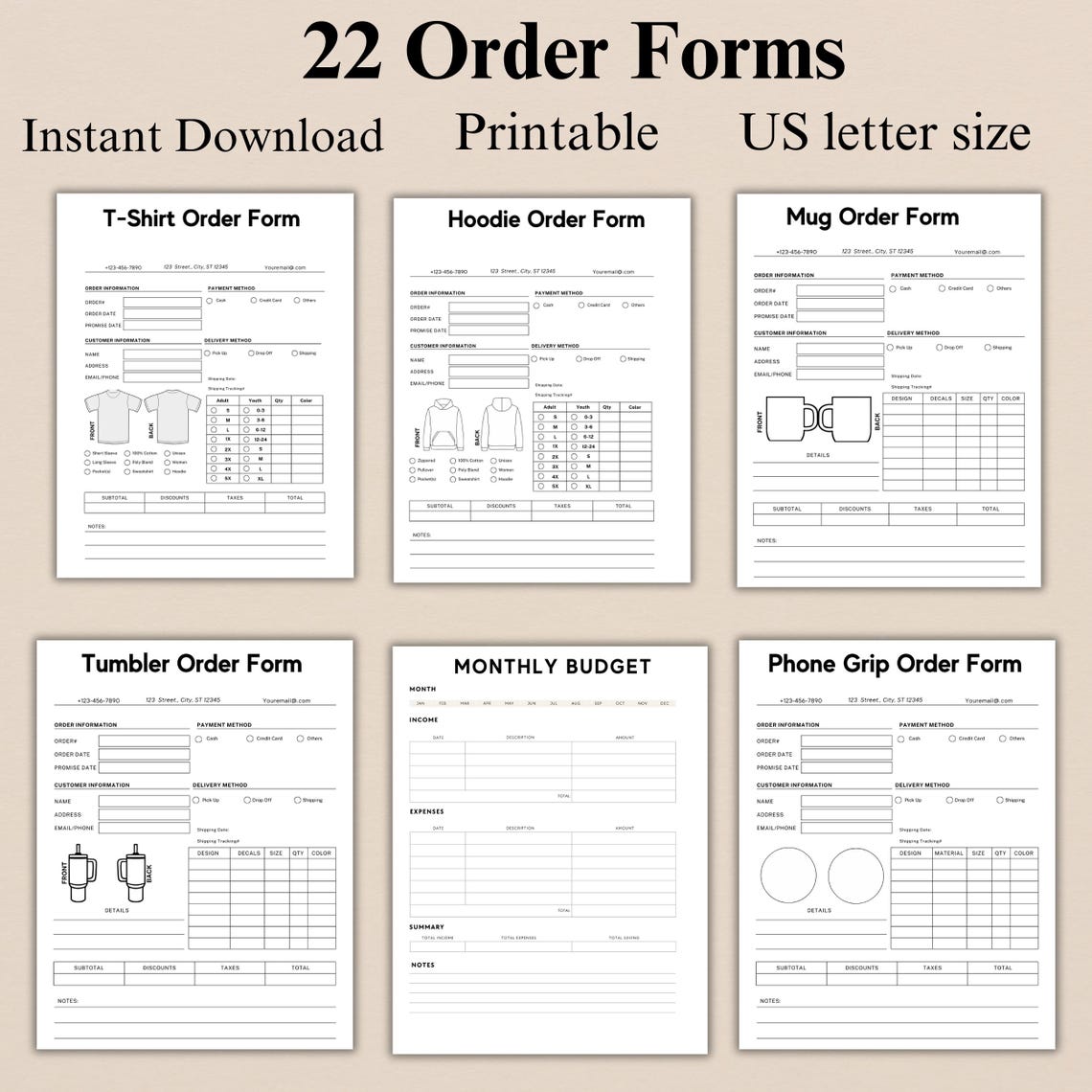 Editable Order Forms Bundle, Printable Small Business Forms, Invoice ...