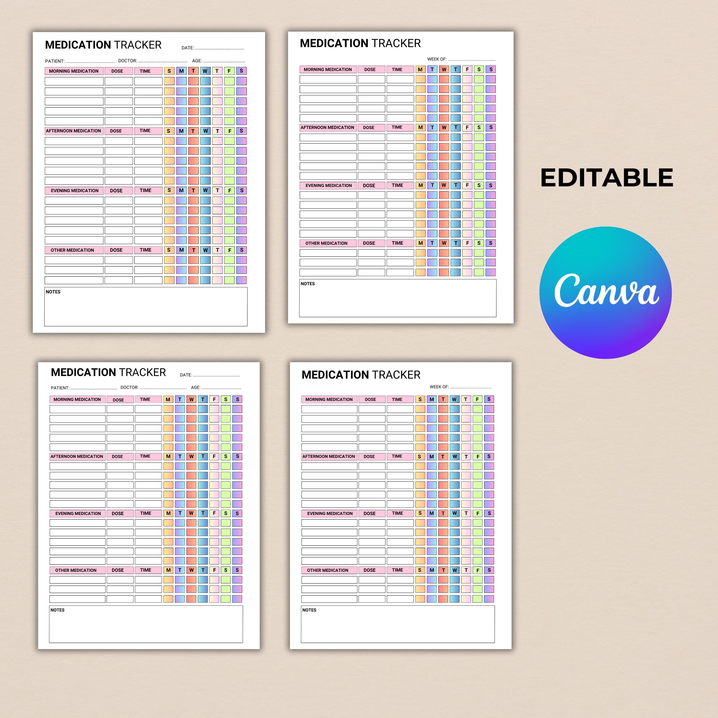 Medication Tracker, Medication Log, Printable Medicine Log, Medication ...