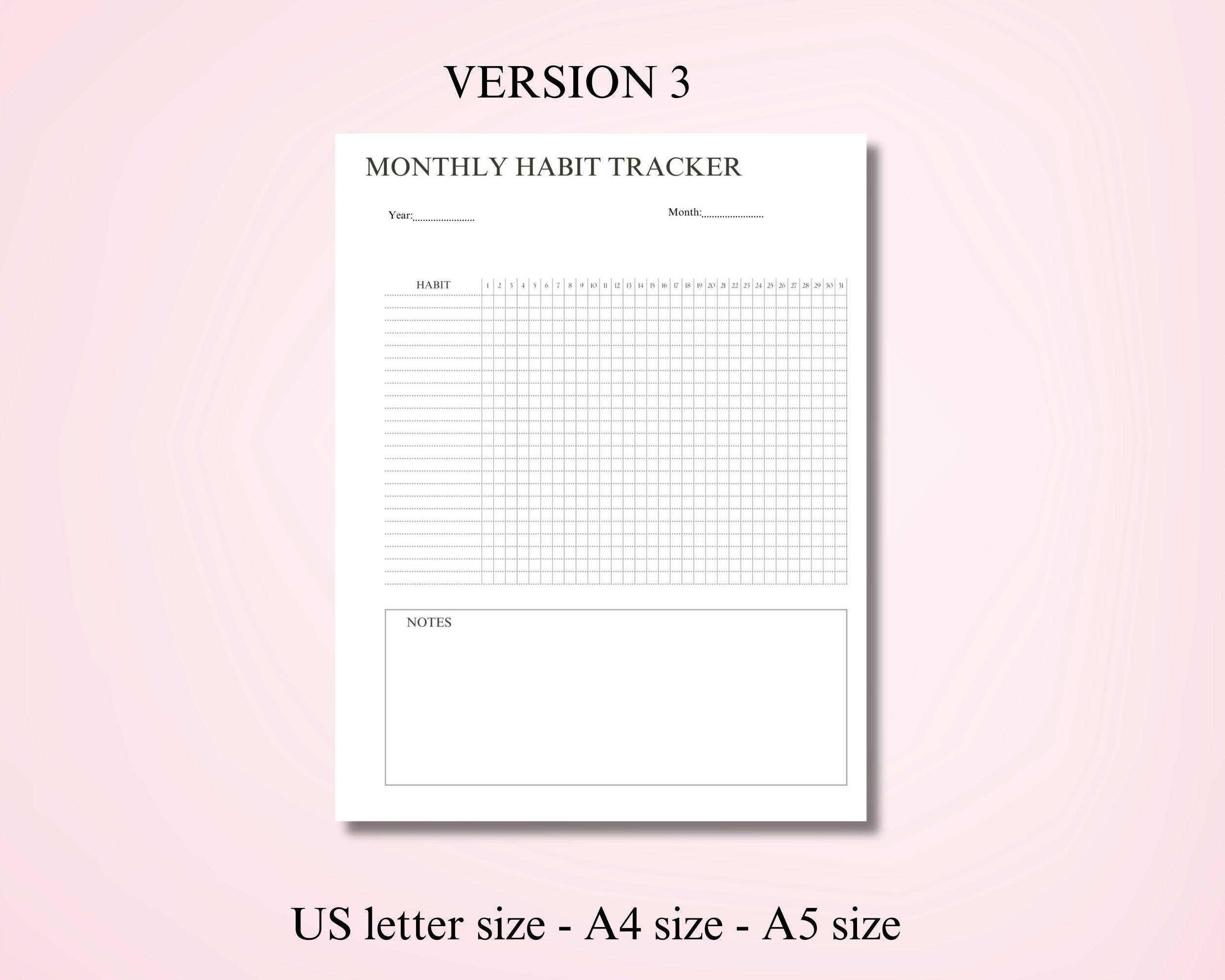 Printable Habit Tracker, Monthly Habit Tracker, Routine Builder, Habit ...
