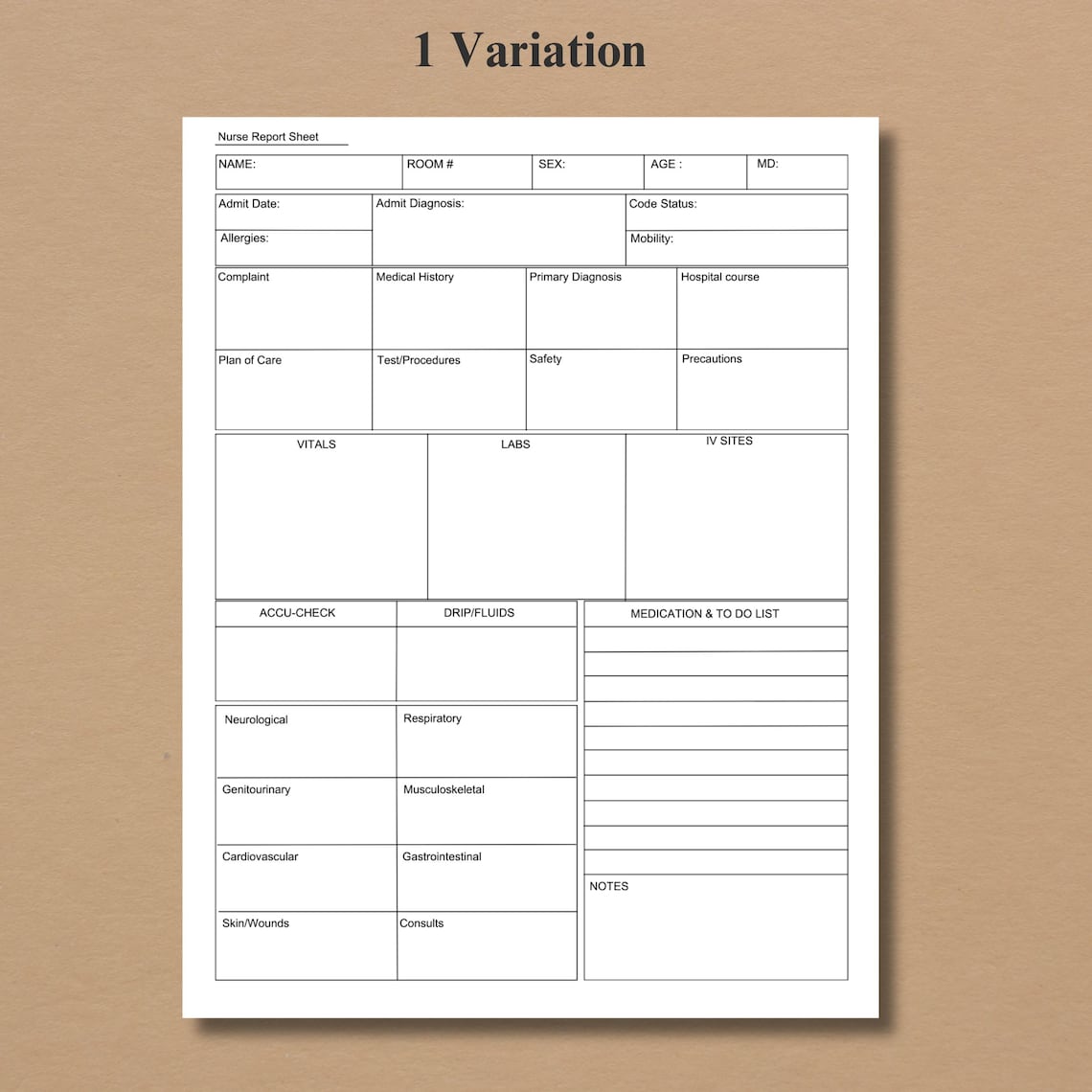 Editable Nurse Report Sheet, ICU Nursing Report Sheet, Nurse Handoff ...