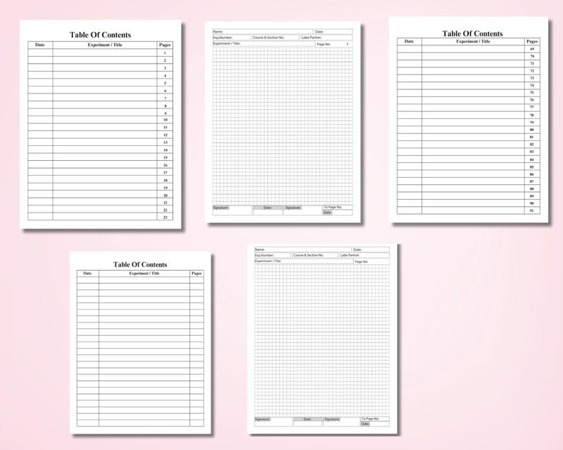 Printable Lab Notebook 120 Pages , Lab Book, Laboratory Notebook, Table ...