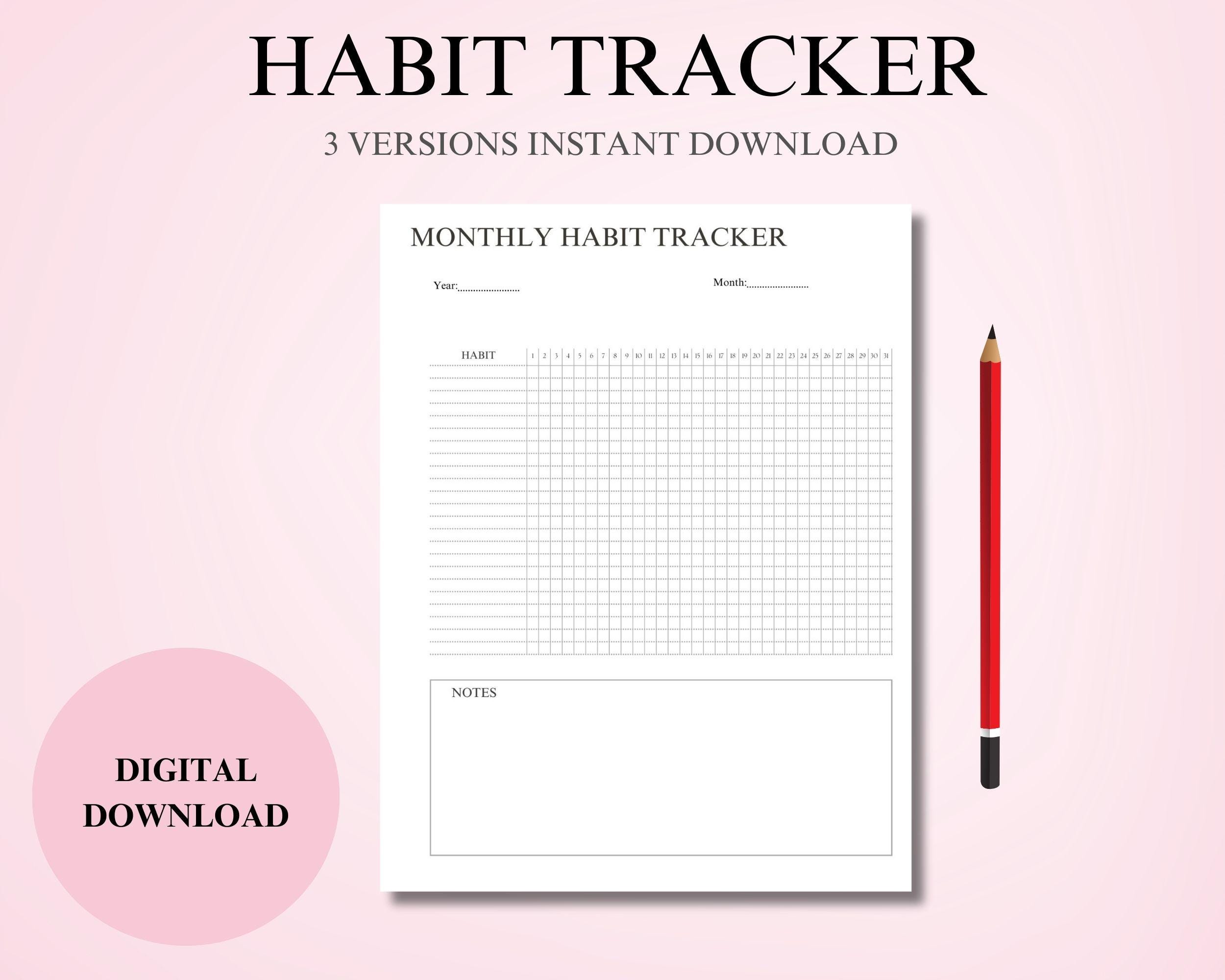 Printable Habit Tracker, Monthly Habit Tracker, Routine Builder, Habit ...