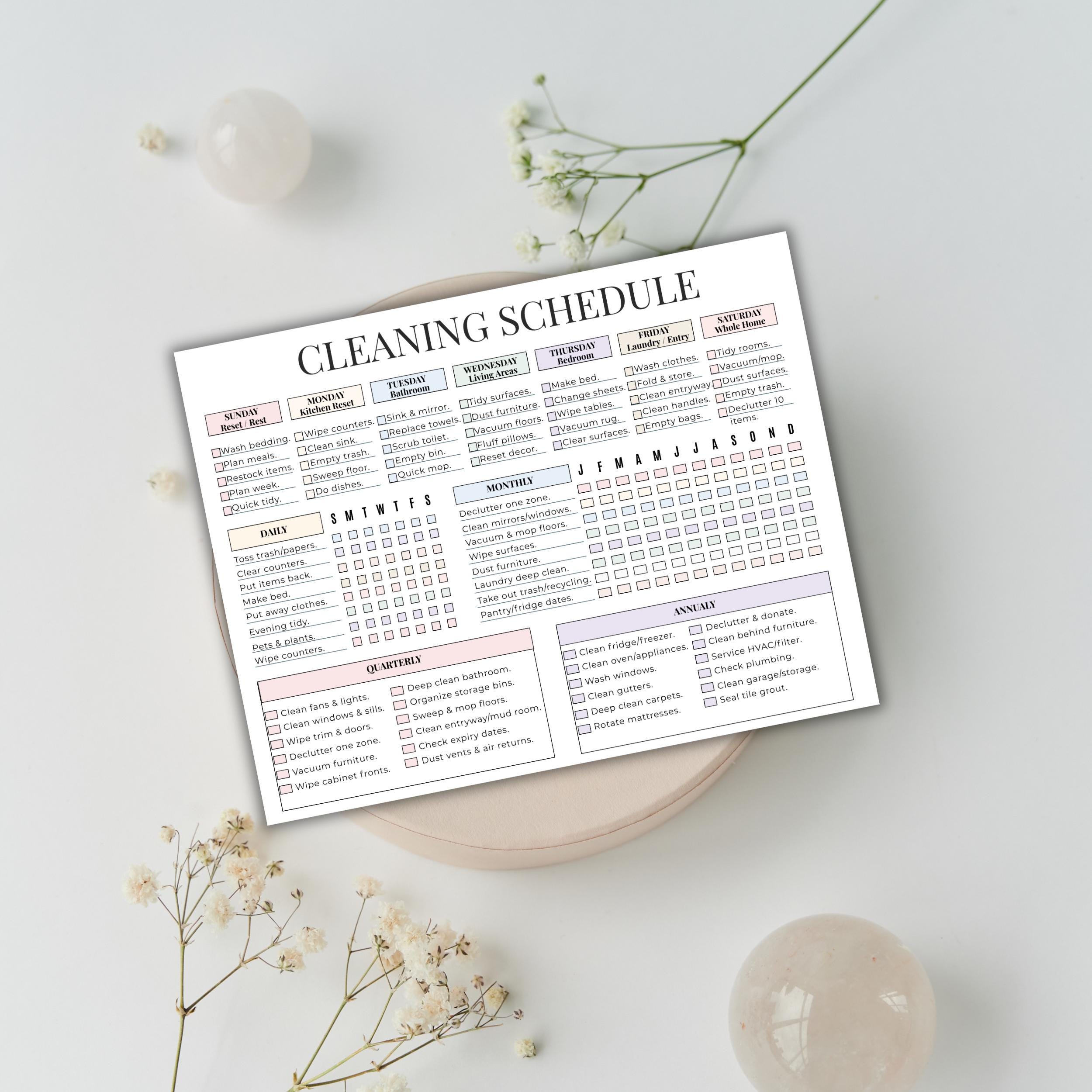 Editable Cleaning Schedule, Cleaning Checklist, Cleaning Planner ...