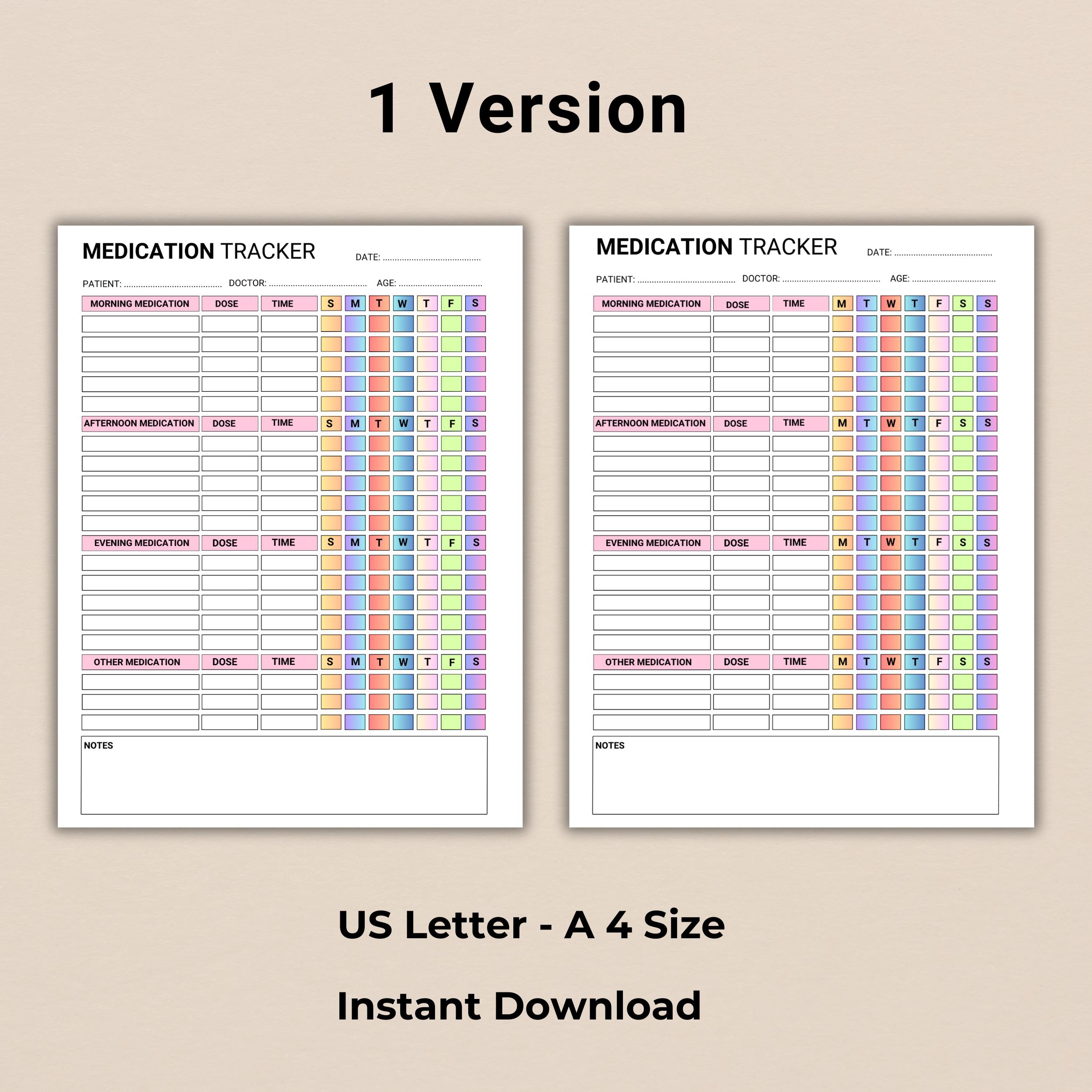 Medication Tracker, Medication Log, Printable Medicine Log, Medication ...